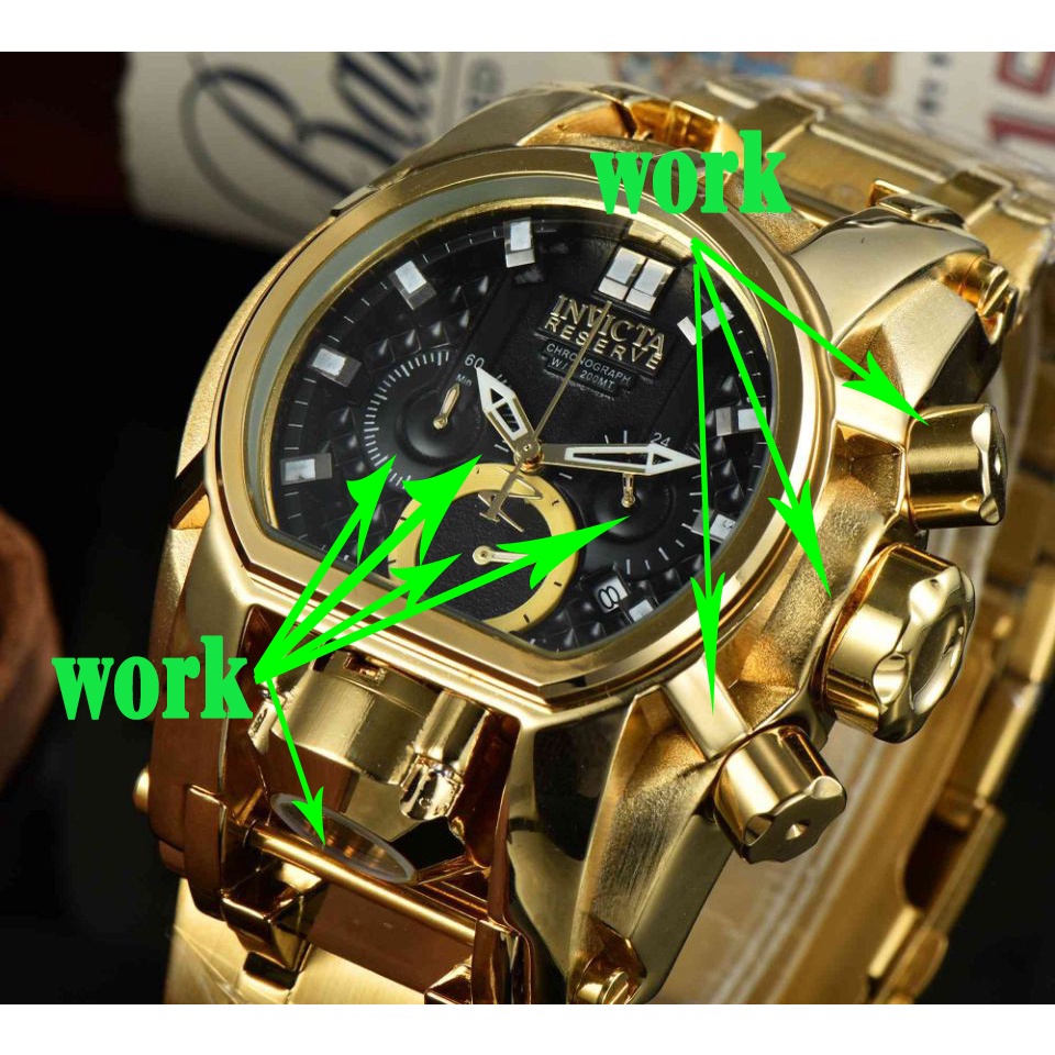 2021 New Fashion Genuine Men's Large Dial Invicta 6-pin Full Function ...