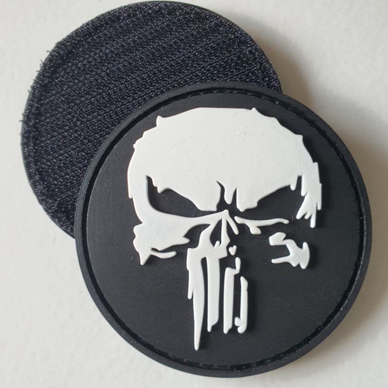 Rubber PATCH LOGO ROUND SCULL SKULL/TAC VELCRO TACTICAL RUBBER EMBLEM ...
