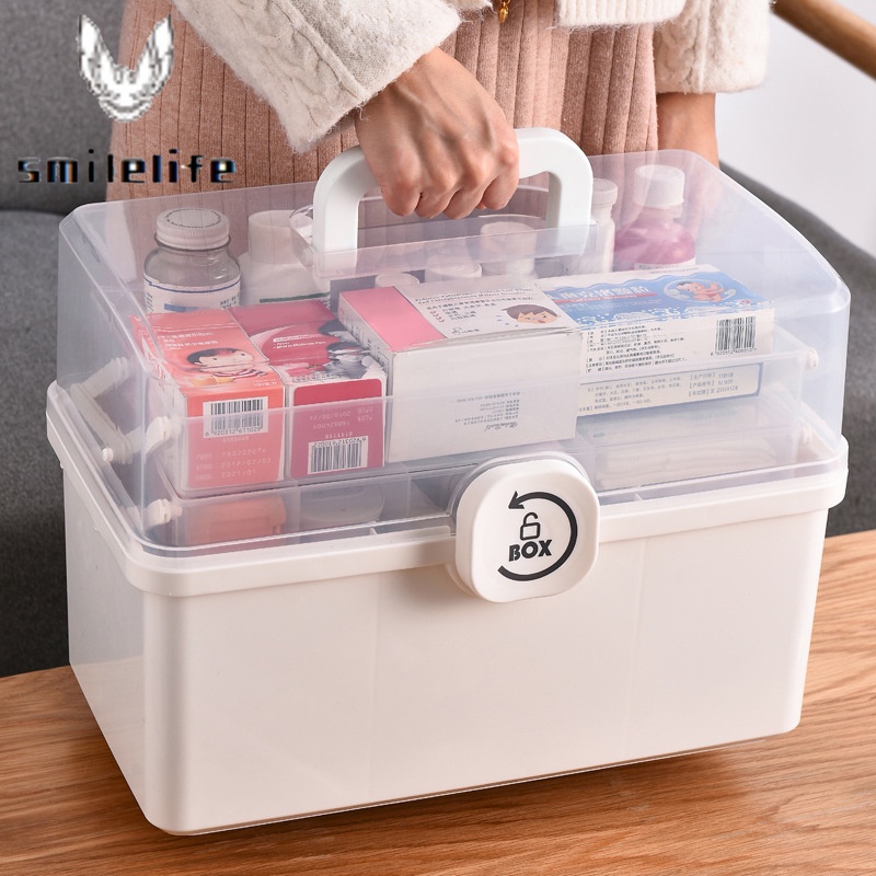 3/2 Layer Portable First Aid Kit Storage Box Plastic Multi-Functional ...