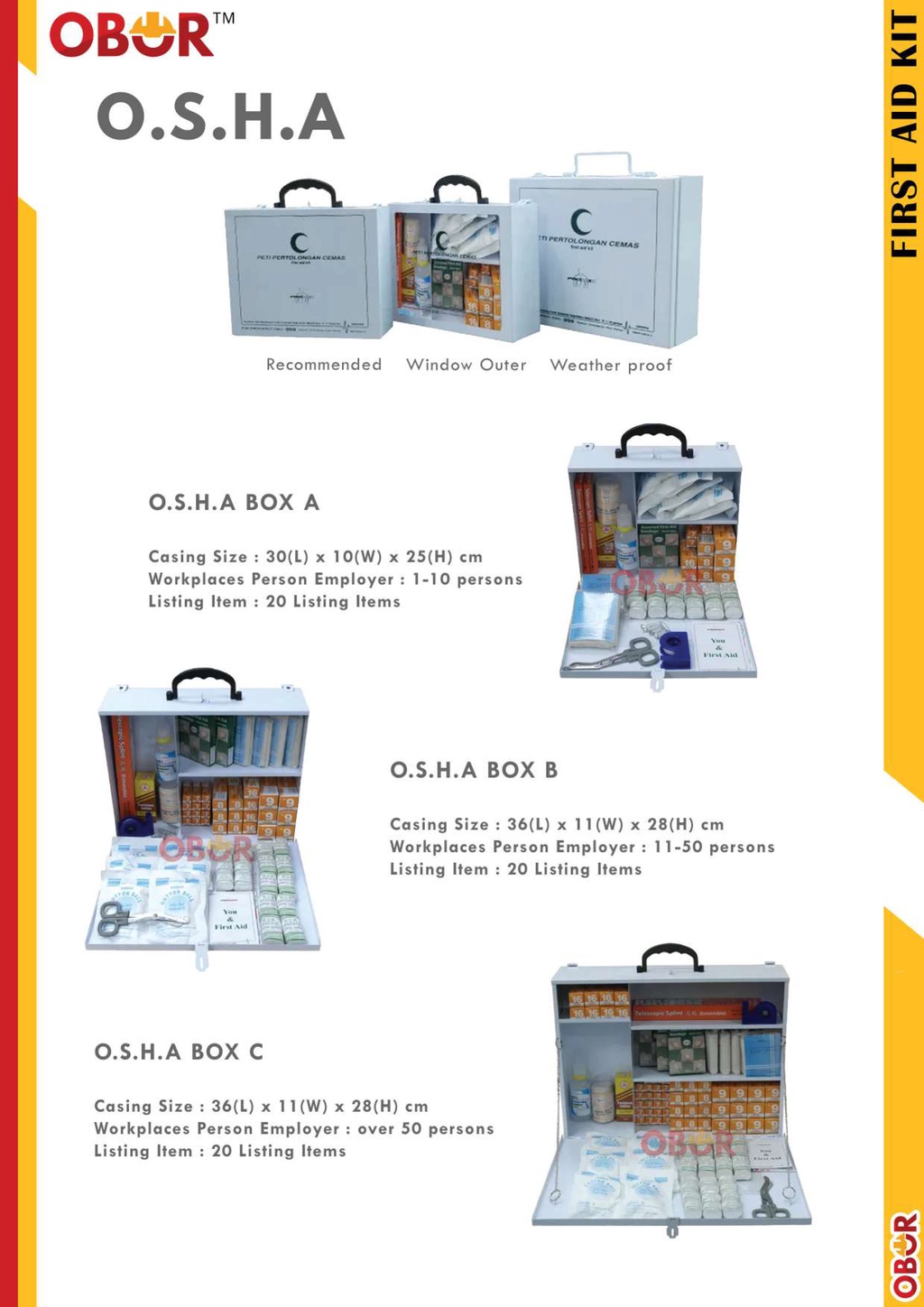 OSHA FIRST AID KIT - REGULATION 38 (2) (1) FIRST AID KIT - BOX A B C ...
