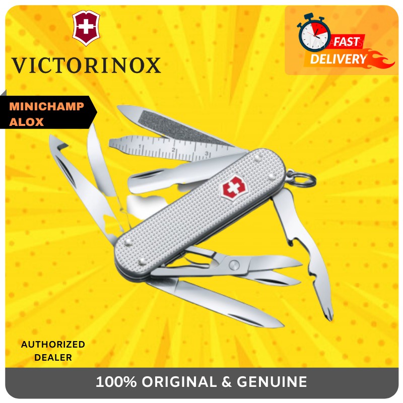 🔥100% ORIGINAL🔥 Victorinox MiniChamp Alox Silver Multitool Pocket Knife ...