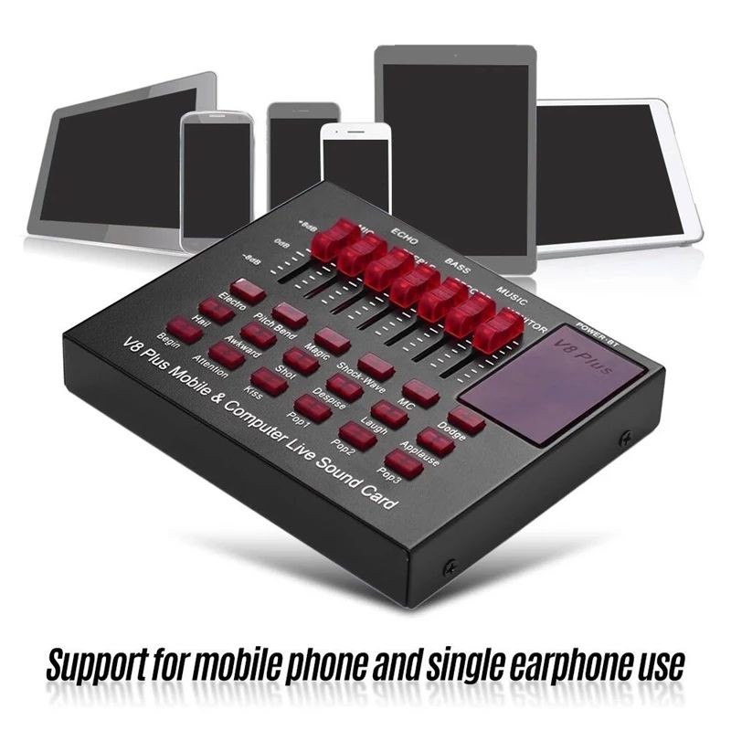 V8 Plus Rechargeable Mobile & Computer Live Sound Card USB o Interface ...
