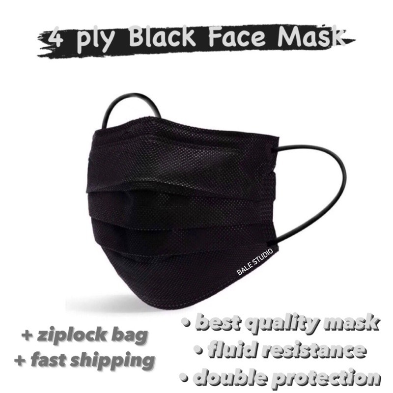 4 ply Black Surgical Face Mask | High Quality Guaranteed | Shopee Malaysia
