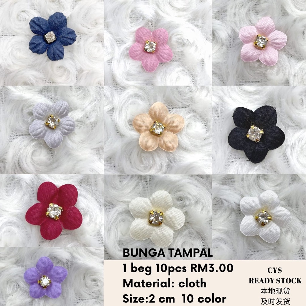 Bunga tampal/accessories baju/bunga kain | Shopee Malaysia