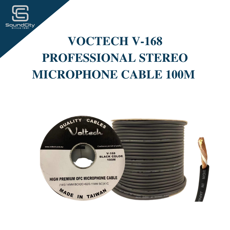 VOLTECH V-168 Professional Stereo Microphone Cable 100M V168 Mic Cable ...