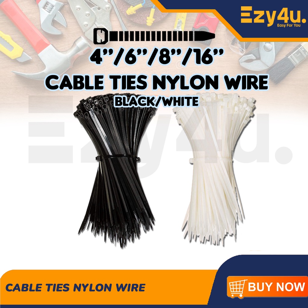 Cable Ties Nylon Wire 4" 6" 8" 16" Pengikat Wayar Kabel Tie Locking Zip ...