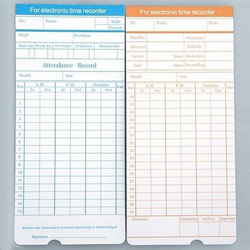 Punch Card (100pcs) Time Recorder Card / Punch Card | Shopee Malaysia