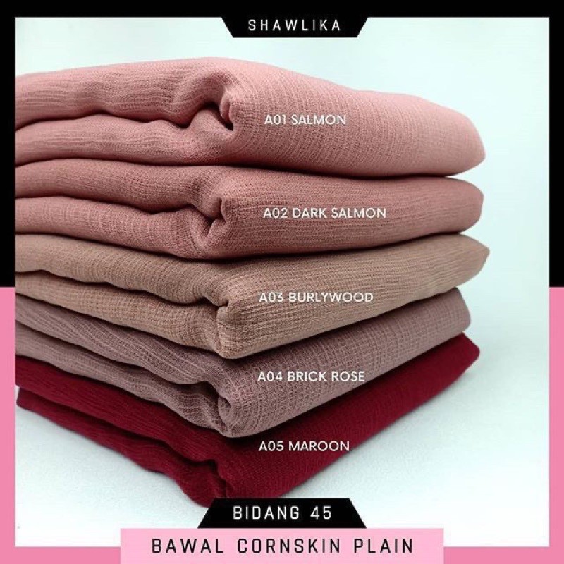 SHAWLIKA Bawal Cornskin Premium Anti Kedut Cotton Tudung Kulit Jagung ...