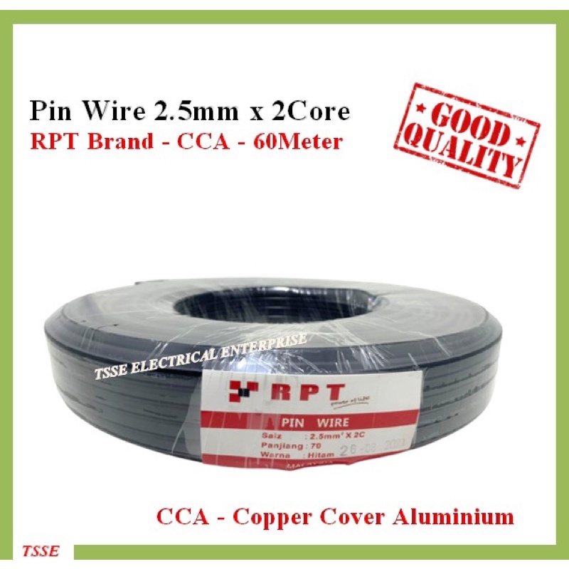 🔥Ready Stock🔥 2.5mm x 2core Pin Pvc Insulated Pvc Twin Flat Cable Pin ...