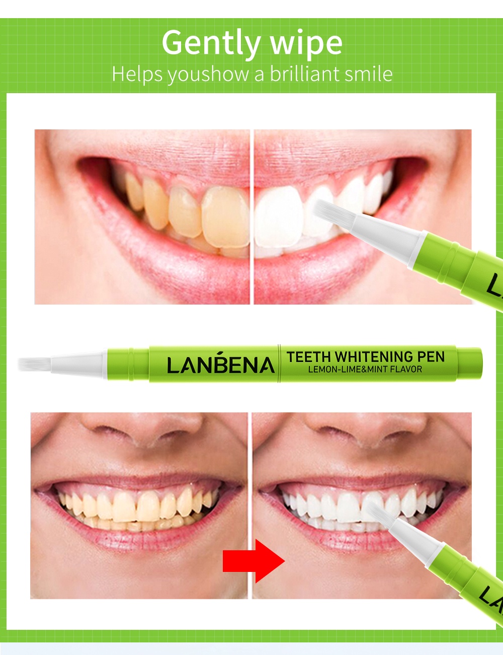 LANBENA Teeth Whitening Pen Quicky Whitening Teeth In 7 Days Lemon Lime ...