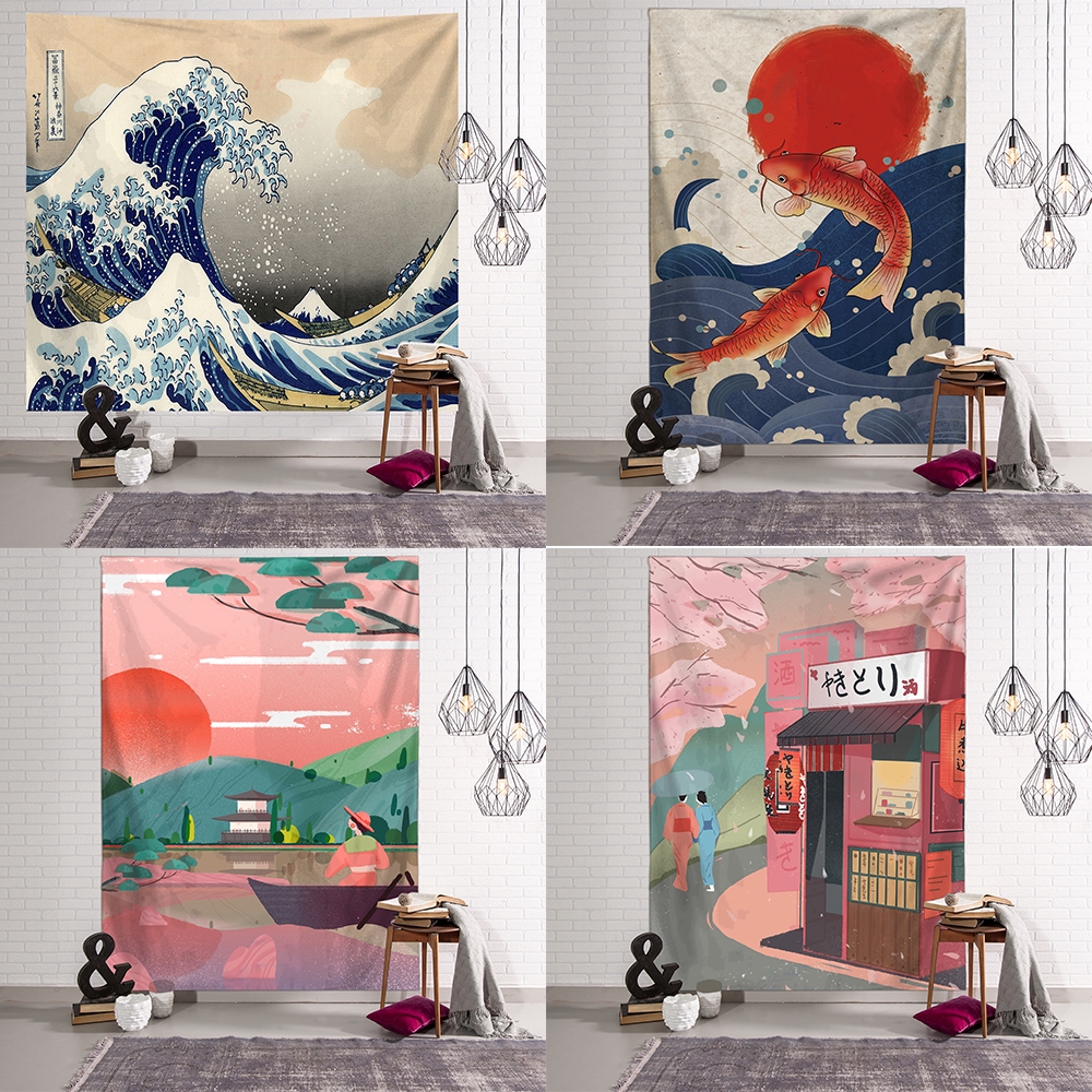 Japanese Style Background Cloth Hanging Cloth Photo Ukiyo-E Living Room ...