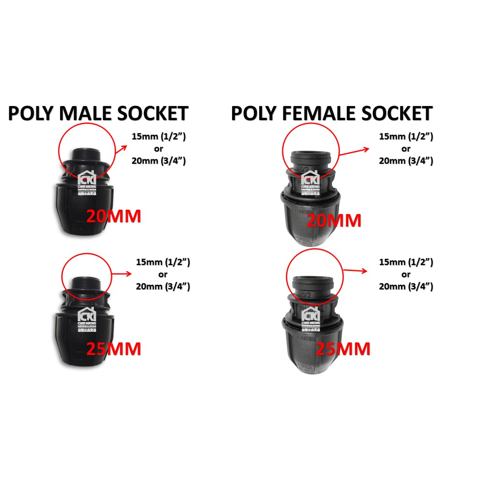 POLY PIPE FITTING / POLY SOCKET /POLY ADAPTOR/ MALE THREAD/FEMALE ...
