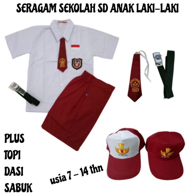 PUTIH MERAH Complete SET OF SHORT RED AND WHITE PRIMARY SCHOOL UNIFORM ...