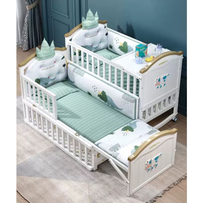 Cow white baby cot big size can extend to children bed | Shopee Malaysia