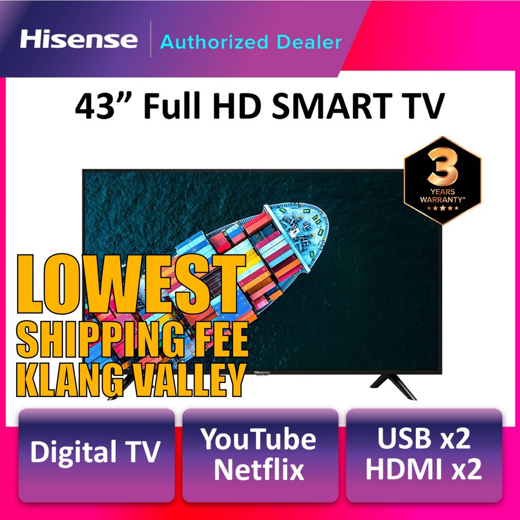 Hisense 43" Smart Full HD LED TV 43B6000PW | Shopee Malaysia