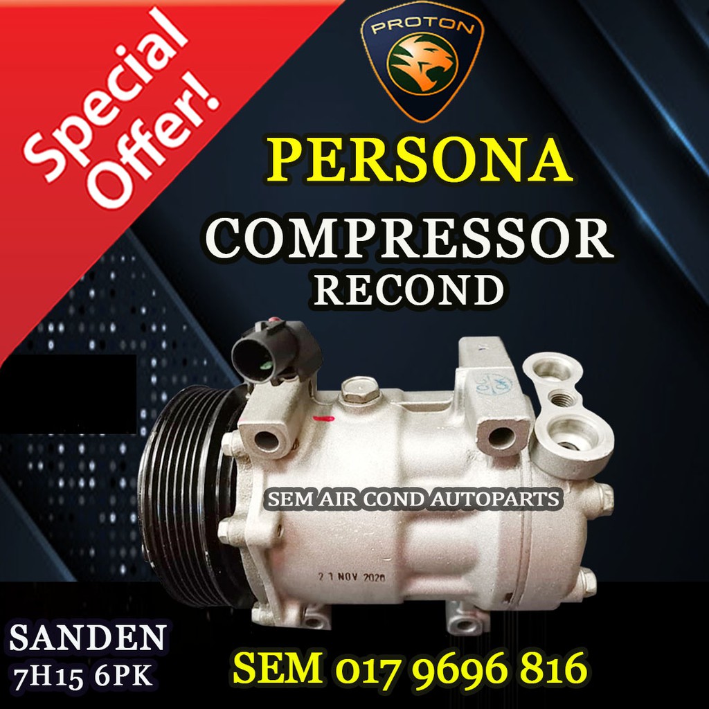 PROTON PERSONA OLD MODEL SANDEN 7H15 6PK RECOND COMPRESSOR/ KOMPRESOR ...
