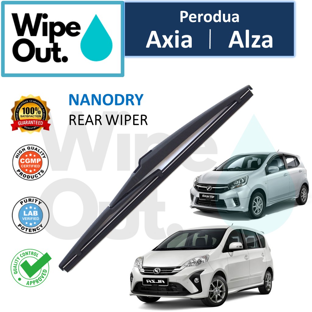 Perodua AXIA , ALZA WipeOut NANODRY Rear Wiper Blade / Wiper Belakang ...