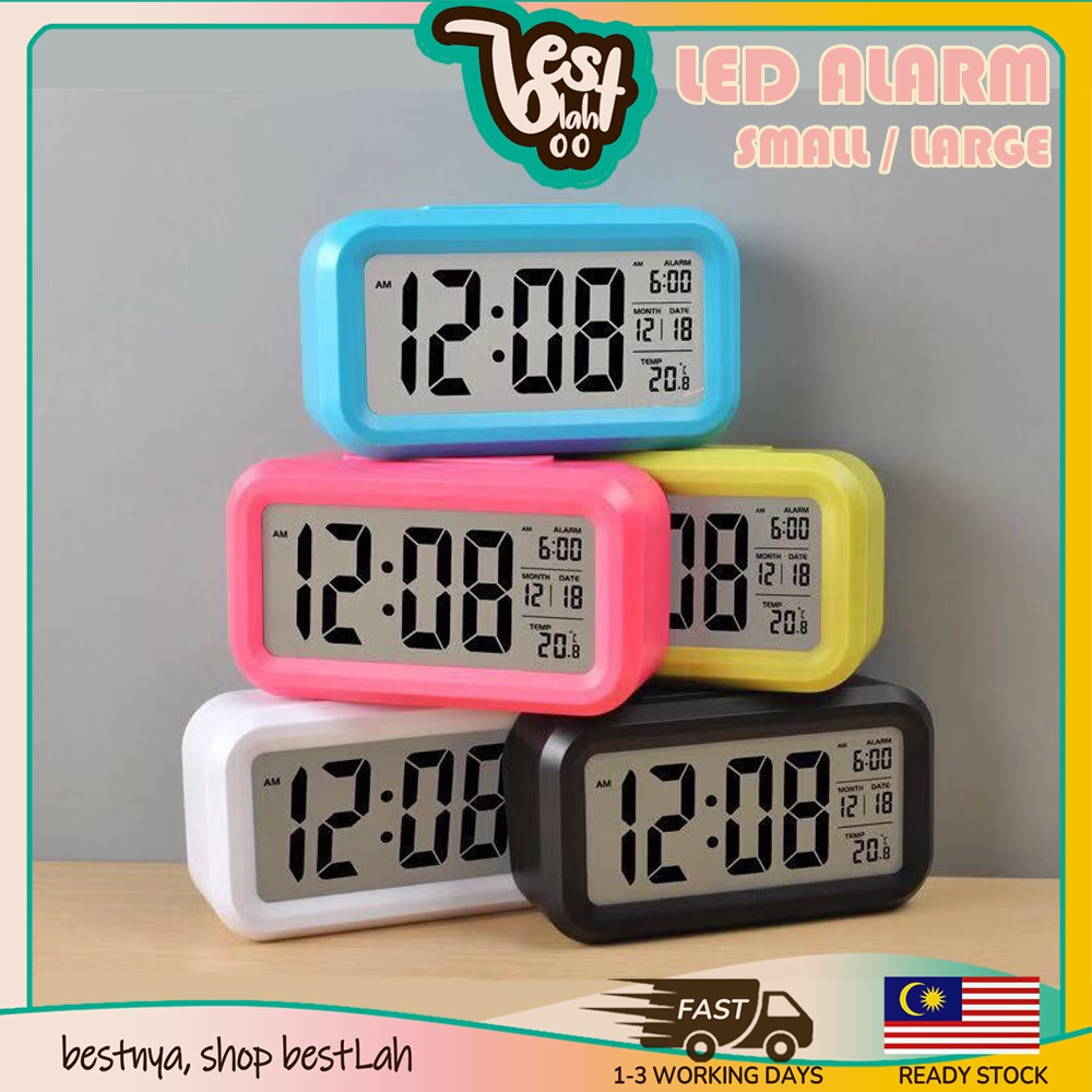BESTLAHH Alarm Clock LCD Digital with LED Date and Temperature Night ...