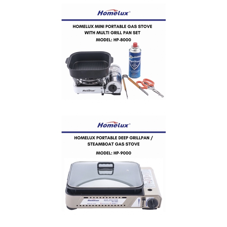 Homelux HP-8000 HP-9000 Mini Portable Steamboat Butane Gas Stove With ...