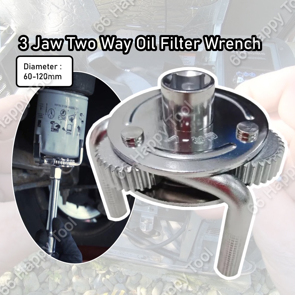 Automotive 60-120mm Adjustable 3 Jaw Two Way Oil Filter Removal Wrench ...