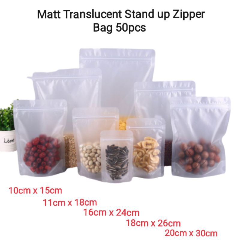 Matt Transparent Zip Lock Bag /Matt Transparent Pouch Bag 50pcs ...