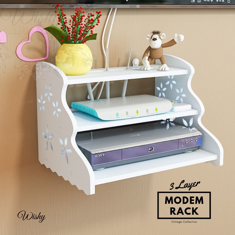 💯Vintage 3 Layer Modem/ Player Wall Hold Rack / Shelves / Wall Storage ...