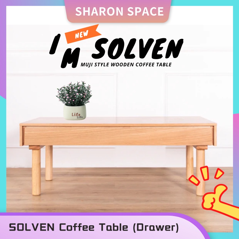 [SALES] SOLVEN Muji Concept Coffee Table with Drawer / Wooden Coffee ...