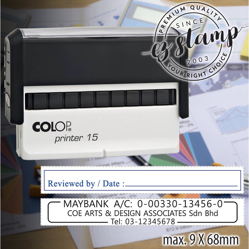 COLOP Printer 15 Custom Text (9x68mm) - RED RUBBER. Customisable self ...