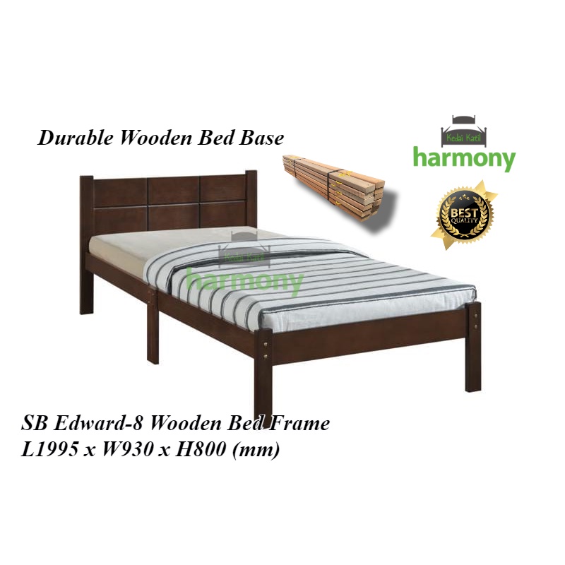 Harmony Mina Wooden Single Bed Frame / Solid Wood Single Bed / Katil ...