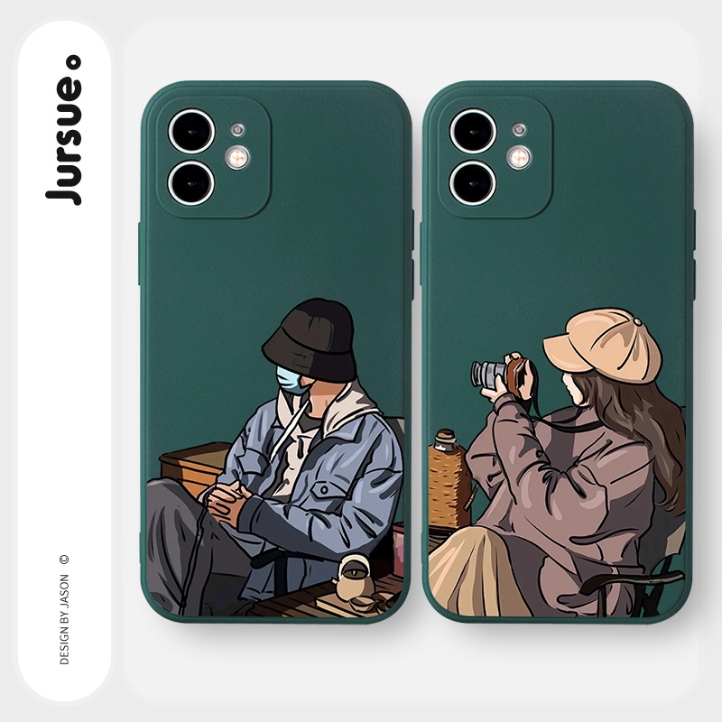 JURSUE Soft Silicone Matching Couple Set Cartoon Aesthetic Shockproof ...