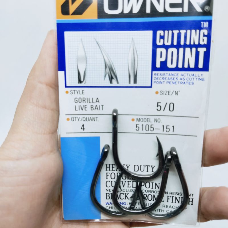 Owner Gorilla live bait cutting point hook 5105 Owner hook mata kail ...