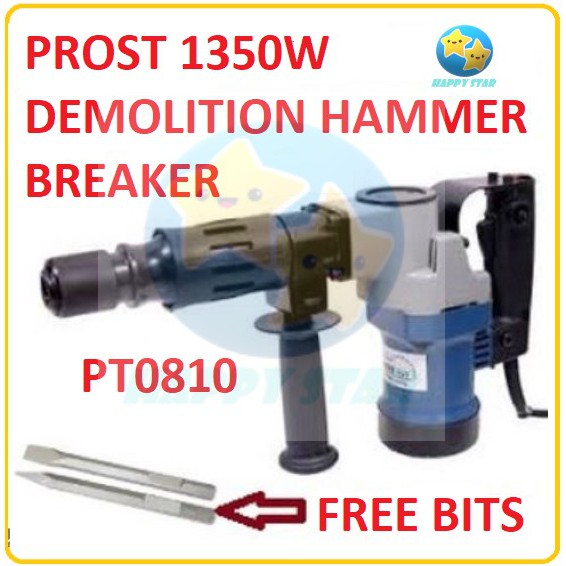 PROST 1350W POWERFUL DEMOLITION HAMMER BREAKER HACKER 17MM HEX DEMOLISI ...