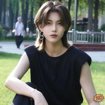 【High Quality】 rambut palsu lelaki Korean wig Wolf -tail fake head men ...