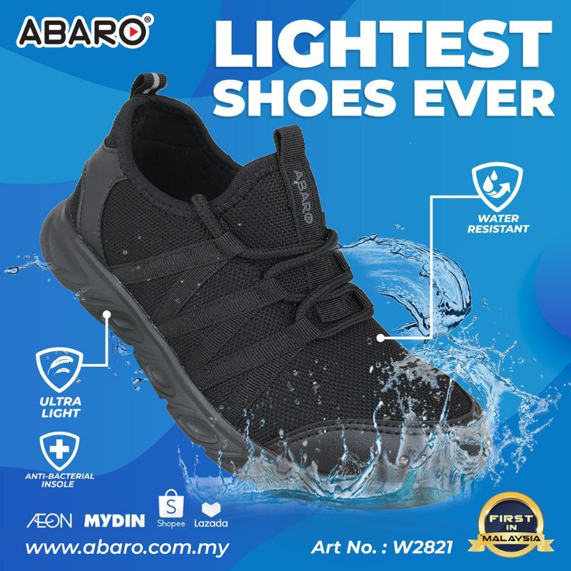ABARO Water Resistant/Ultra Light Shoes-W3885 Breathable Mesh Sneaker Kasut Sukan/Kasut Lelaki ...