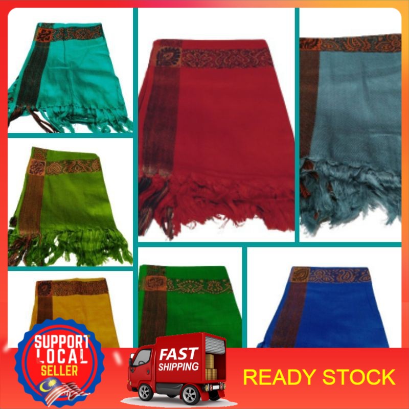 Kain Ridak Hitam Syal Selendang Bahu Kain Rida Kashmir Ridak Yaman Men ...