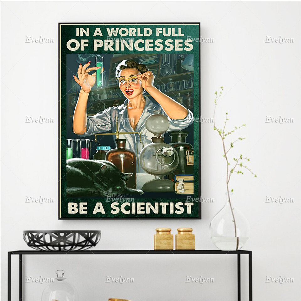 Female Scientist Poster, Scientist Girl Wall Art Canvas, Science Lab ...
