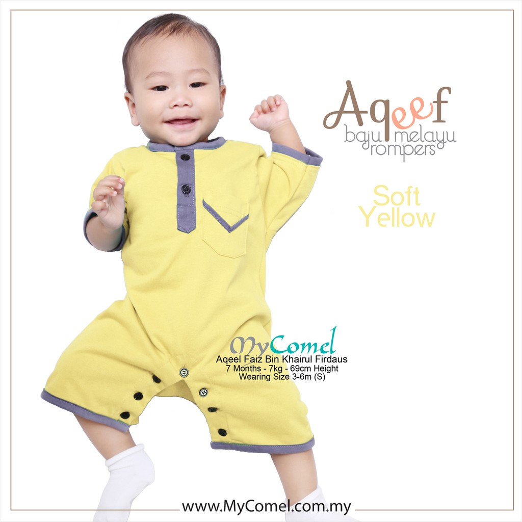 Baju Melayu Rompers AQEEF - (Soft Yellow) | Shopee Malaysia