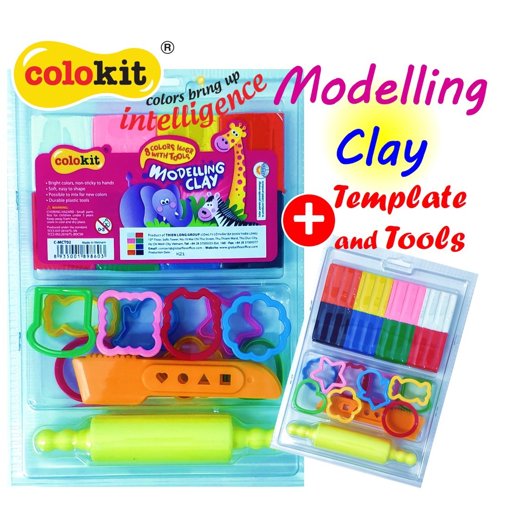 Colokit Modelling Clay Plastersine with Tools and Template (Tanah Liat ...