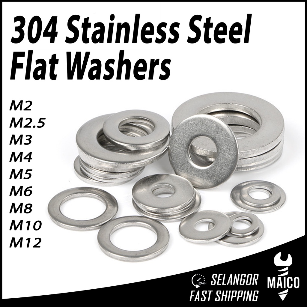 304 stainless steel washer set, 200 pcs flat washers, gaskets, suitable ...