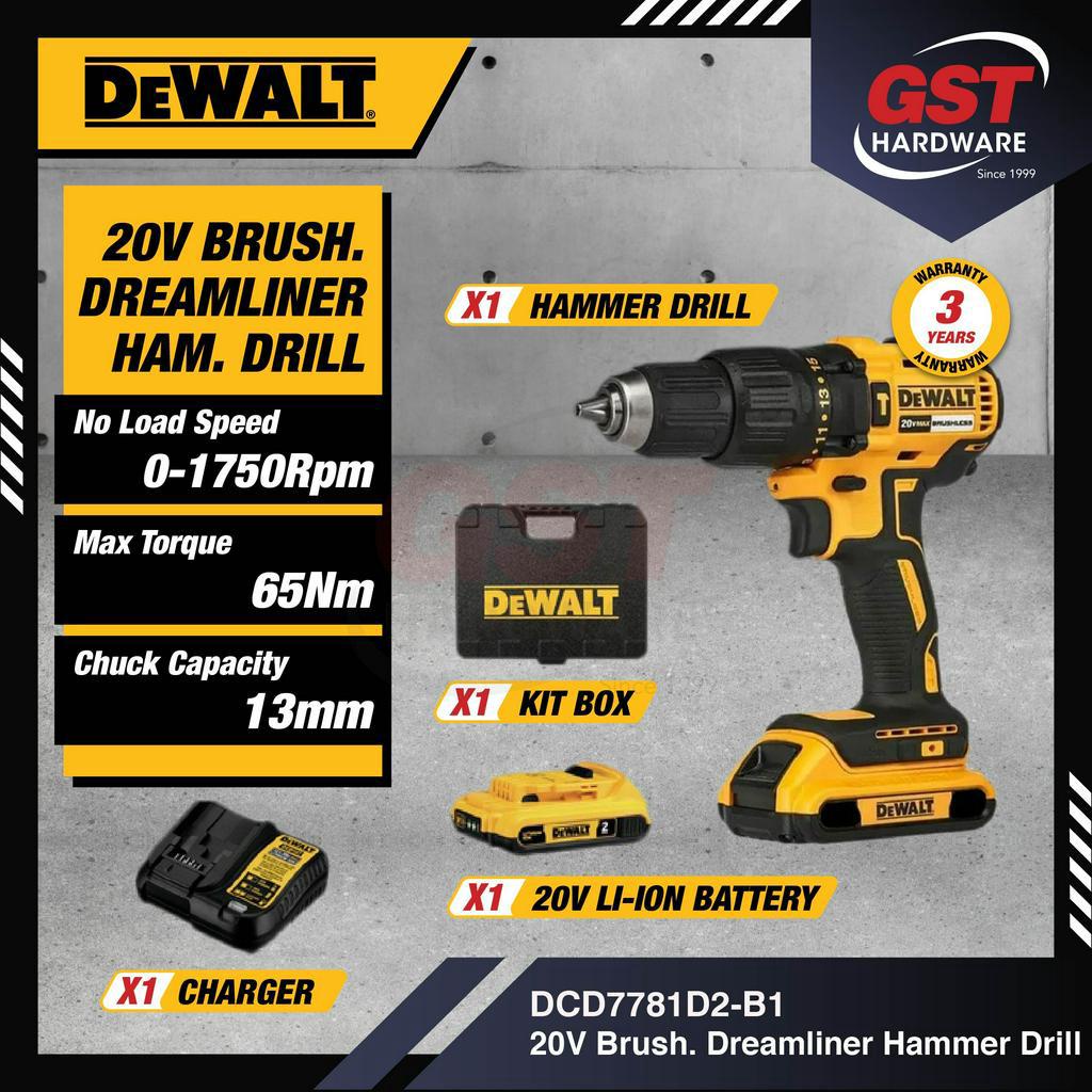 Dewalt 20V Max Brushless Dreamliner Hammer Drill Cordless Penebuk ...