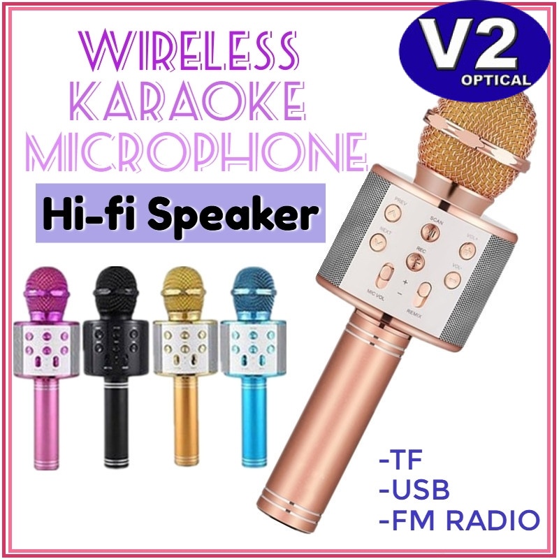 WS858 Wireless Portable Microphone Karaoke Bluetooth KTV Music Singing USB Speaker Player Hifi ...