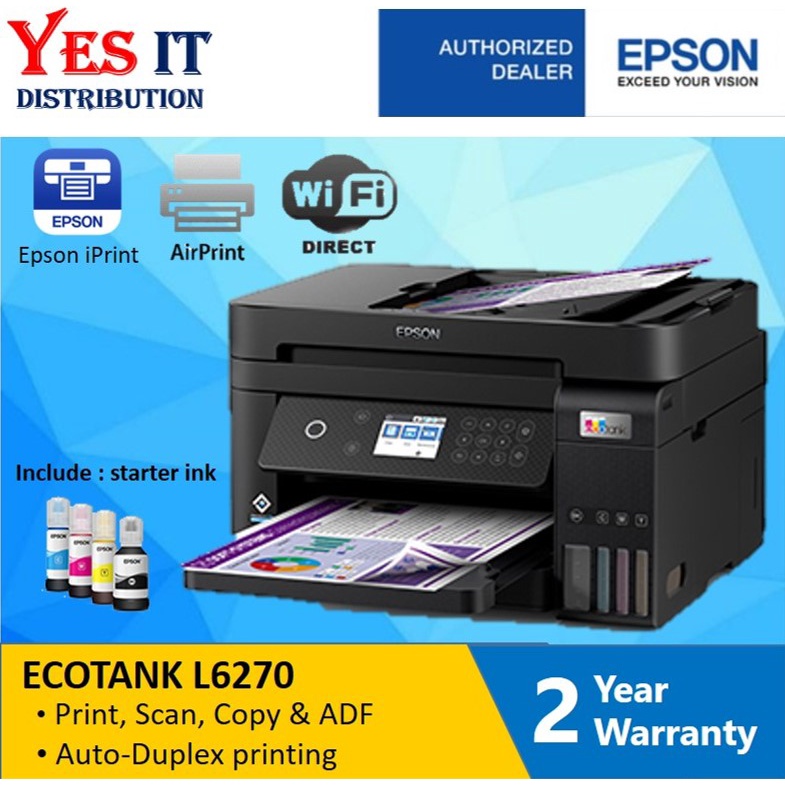 Epson EcoTank L6270 A4 Wi-Fi Duplex All-in-One Ink Tank Printer with ...