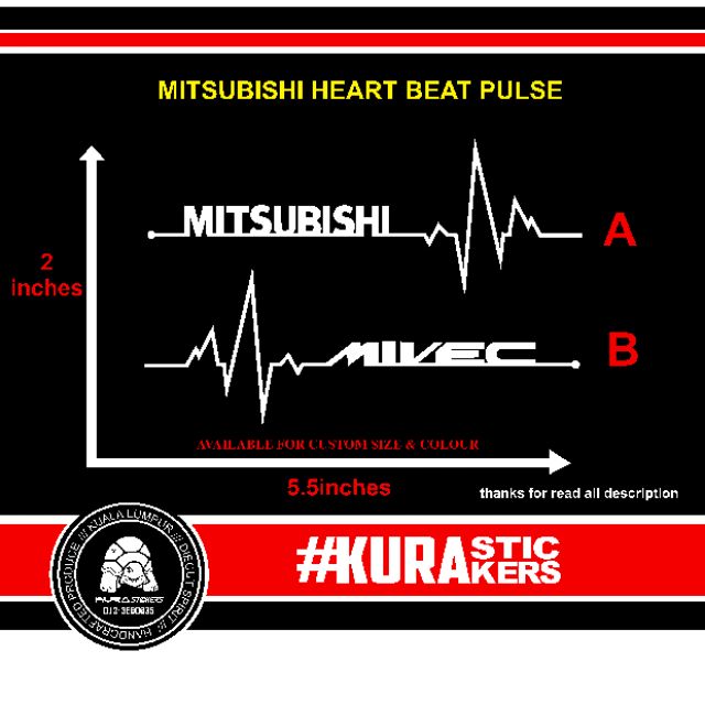 Stiker Kereta. Stiker Mitsubishi Heart Beat Pulse | Shopee Malaysia