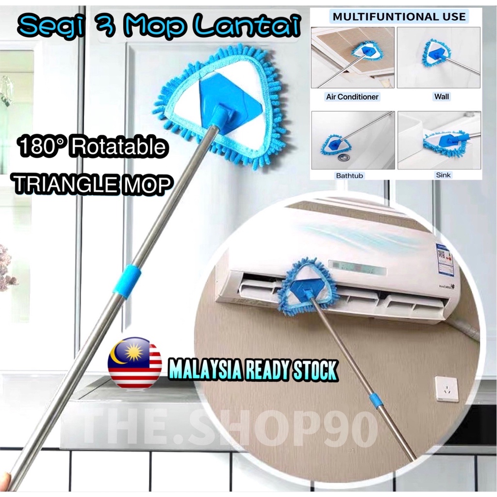 Segi Tiga Mop Lantai 180 Degree Rotatable Adjustable Triangle Cleaning ...