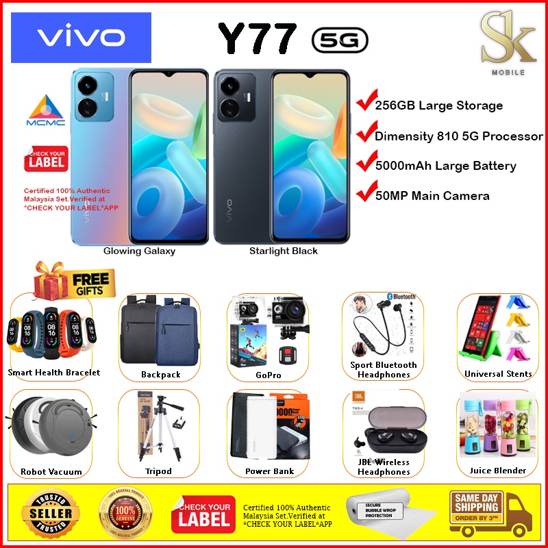 vivo Y77 5G 8GB RAM + 4GB Extended RAM | 256GB ROM | MediaTek D810 5G ...