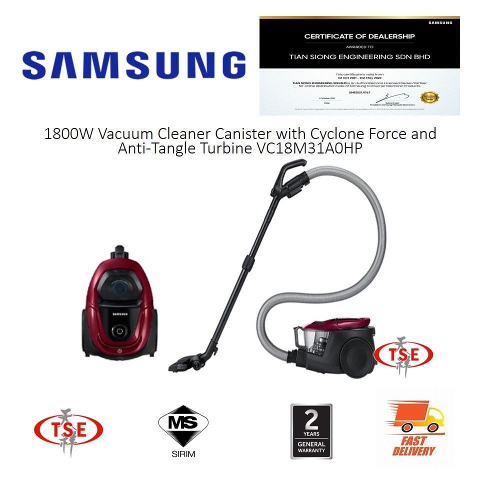 Samsung VC18M31A0HP 1800W Vacuum Cleaner Canister with Cyclone Force ...