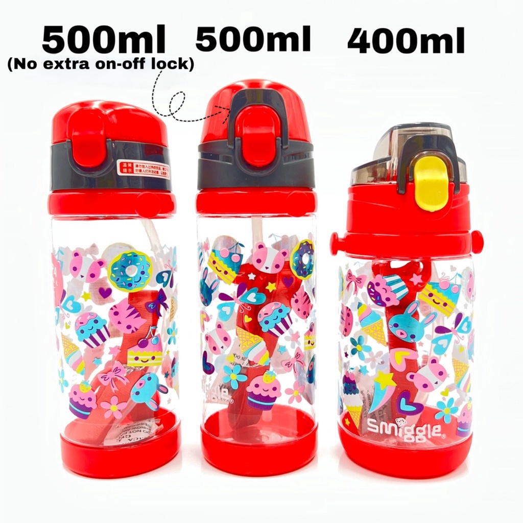 400ml 500ml 650ml Smiggle Water Bottle With Straw Kids Cartoon Drinking ...