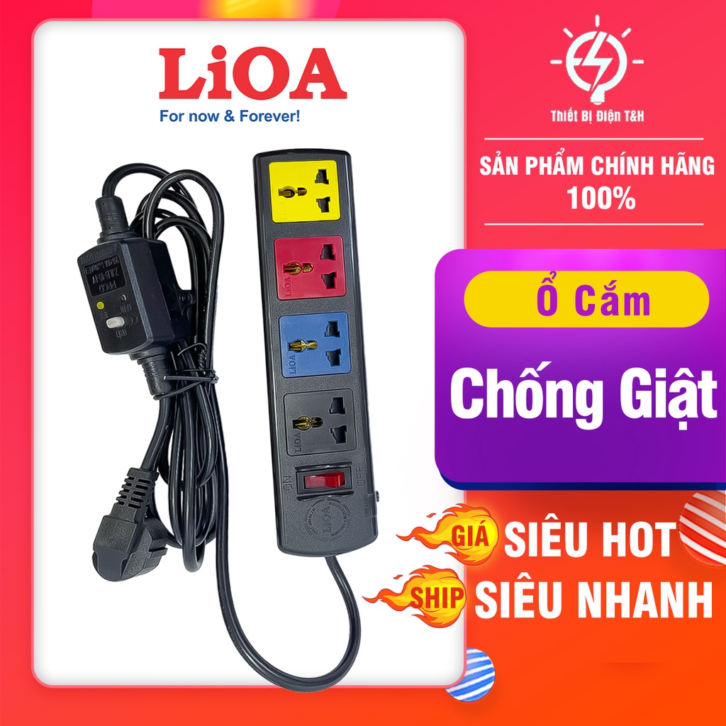 Lioa Anti-Shock Power Socket, 4 Sockets, 1 Switch, 3300W, 3M, 4D33NCG ...
