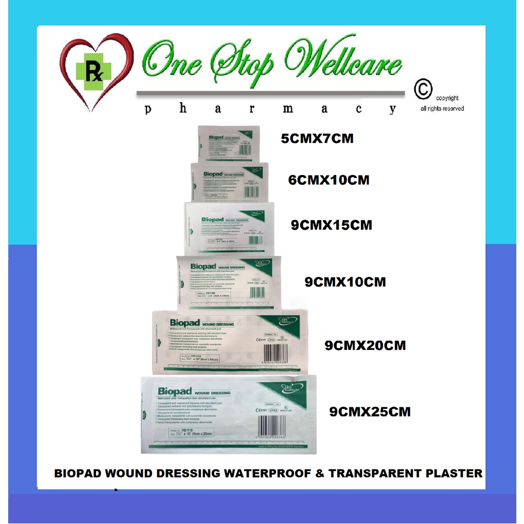 BIOPAD WOUND DRESSING WATERPROOF & TRANSPARENT PLASTER 1'S | Shopee ...