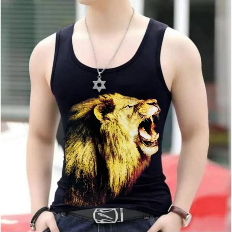 Dannisa COLL/T-Shirt In The Latest Men's singlet Lion Up To gold/B Size ...